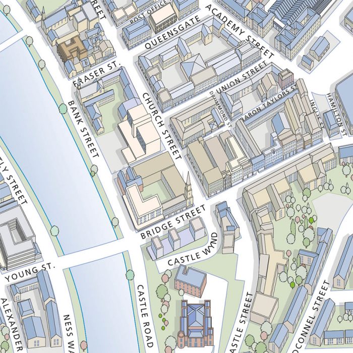 Illustrated Inverness Street Map - Lovell Johns