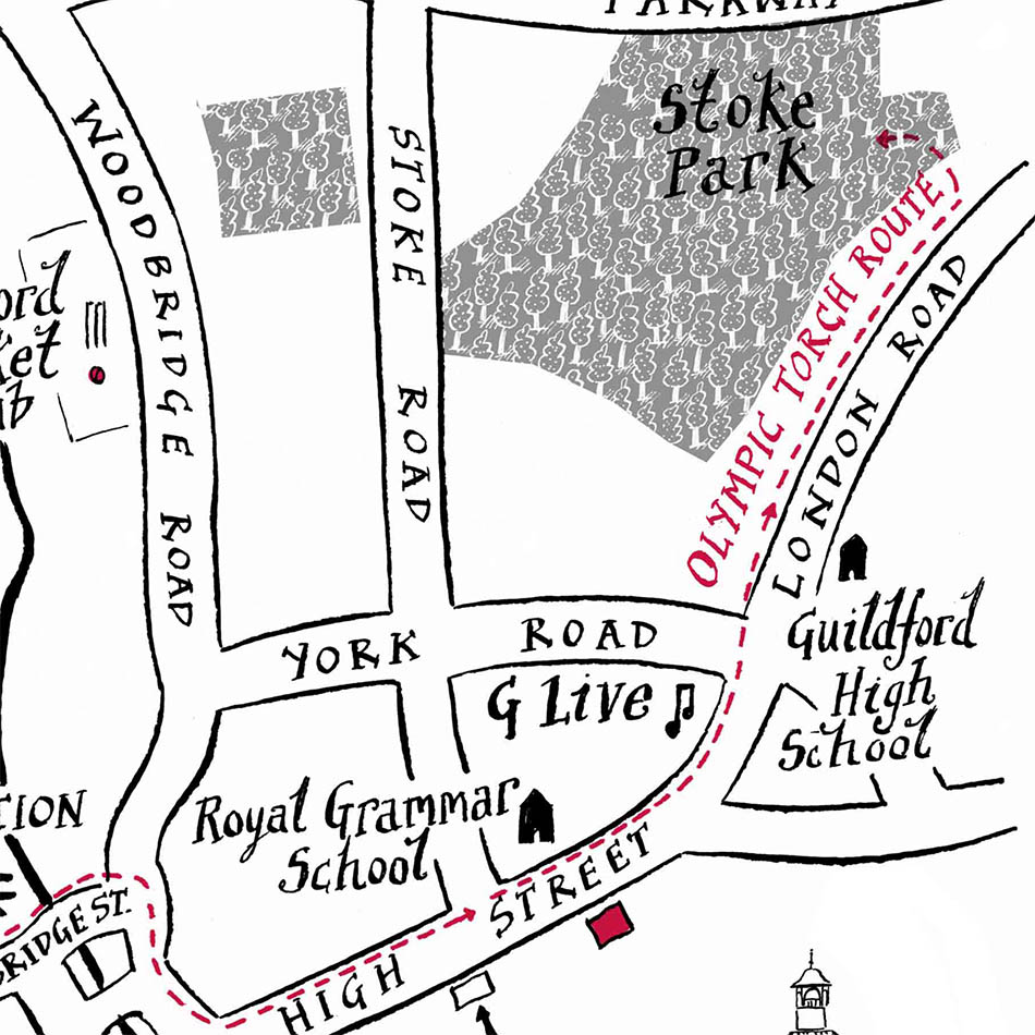 Simple Illustrated Map showing Olympic torch route - Lovell Johns