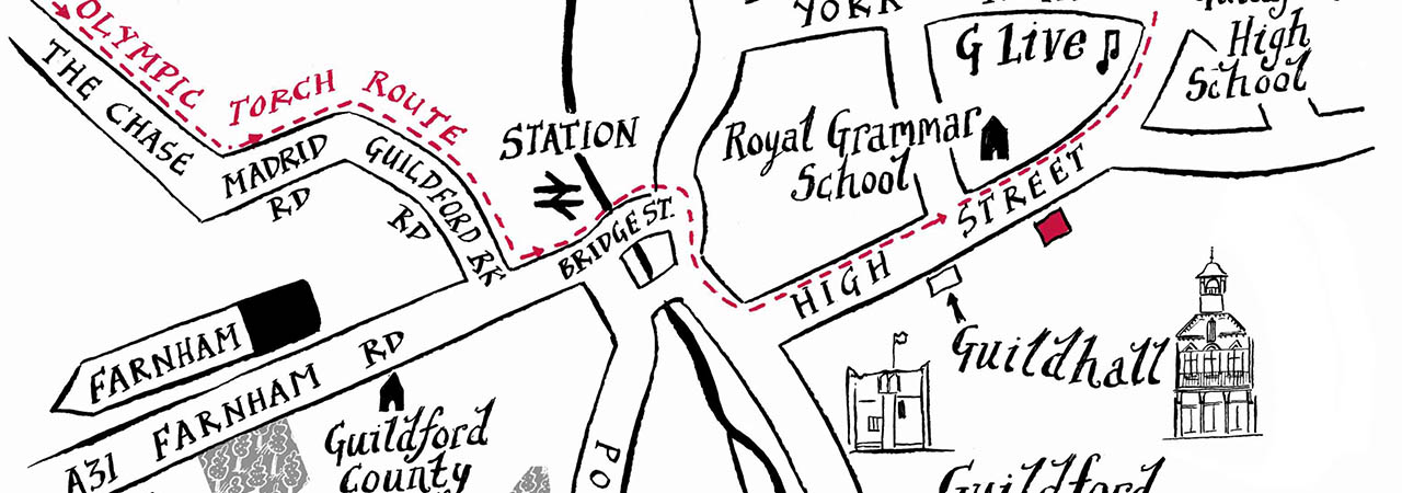Simple Illustrated Map showing Olympic torch route - Lovell Johns